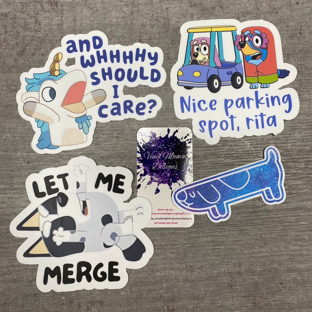 4 Big Decal Pack , Heeler Janet & Rita Big Decal, Bingo, Bandit, Chili ...