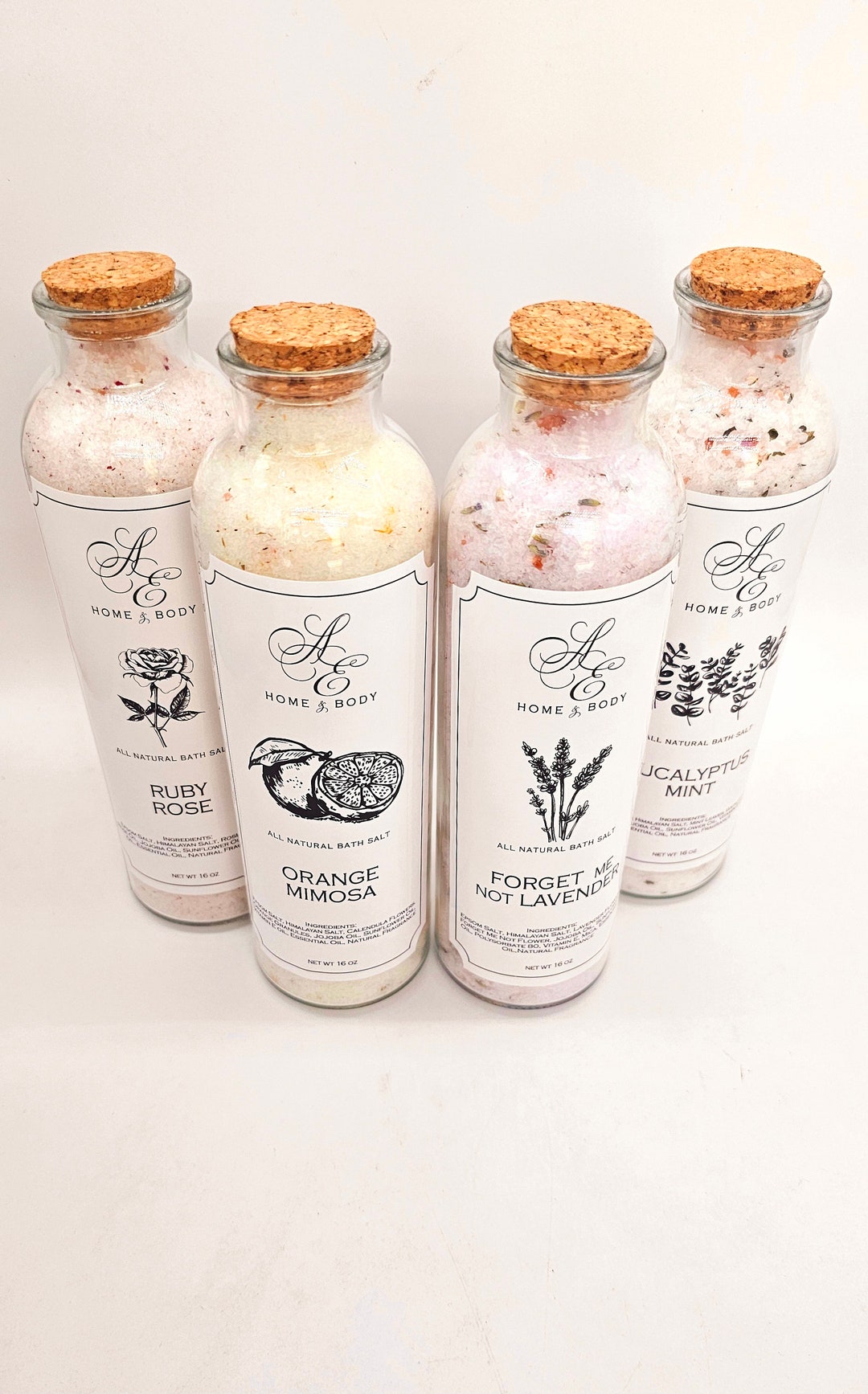 1 Pound Bath Salt in Glass Bottle With Cork Top - Etsy