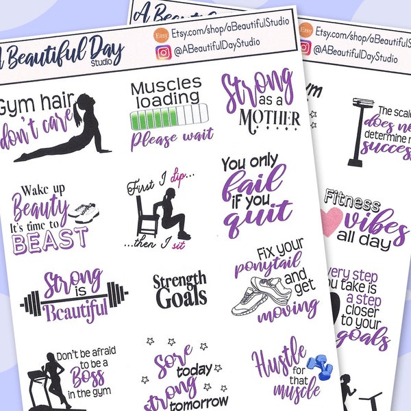 Workout Stickers - Etsy