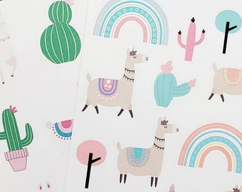 Printable Llama and Cactus Planner Stickers Weekly Theme Calendar ...