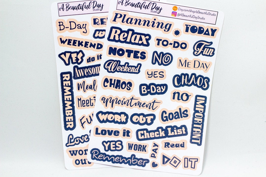 Planner Accessory Stickers // Planner Word Title Stickers // Bujo Label ...