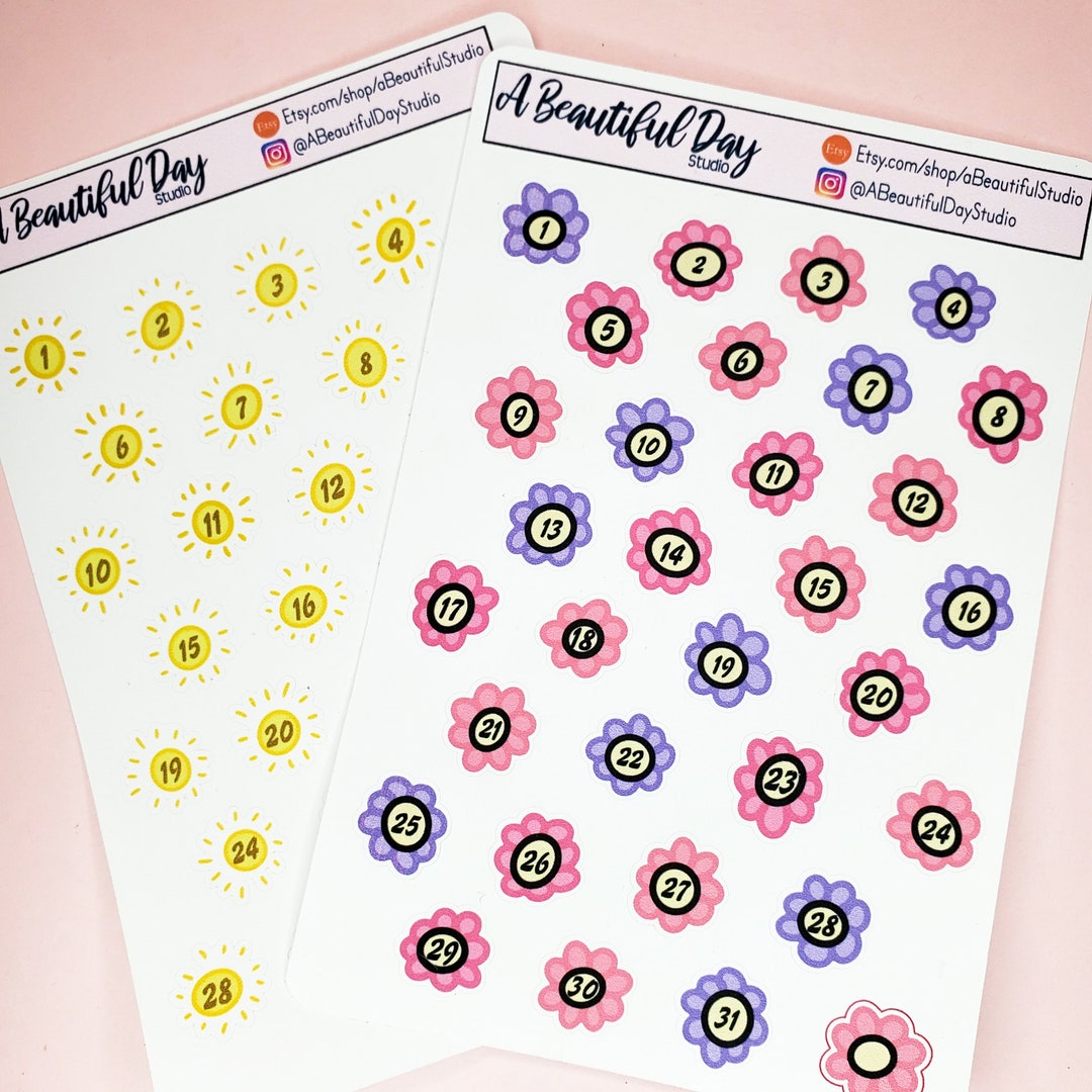 Date Stickers for Planner, Journal, and Bullet Journal // Bujo Date ...