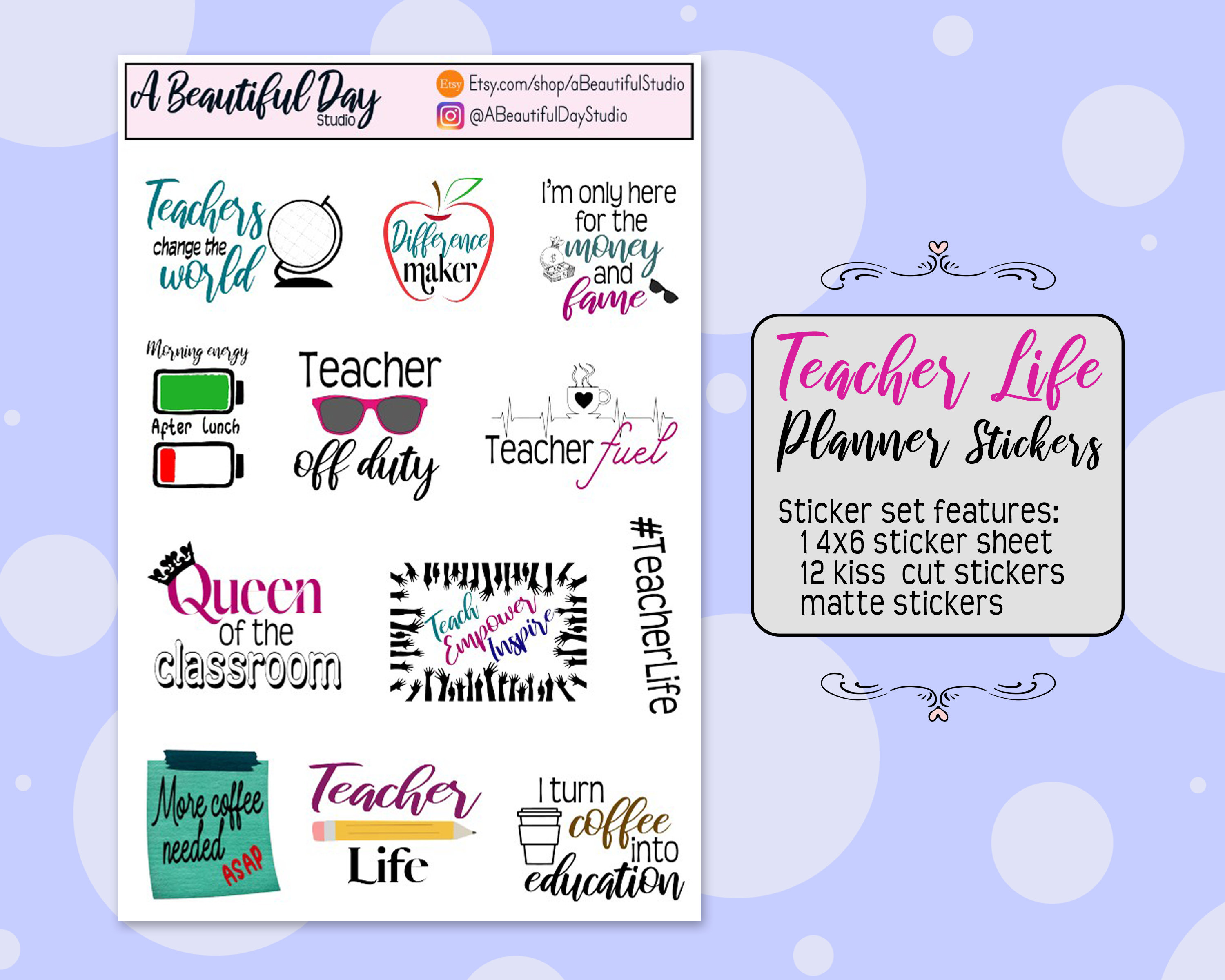 Teacher Life Planner Stickers // Back to School Sticker Set | Etsy