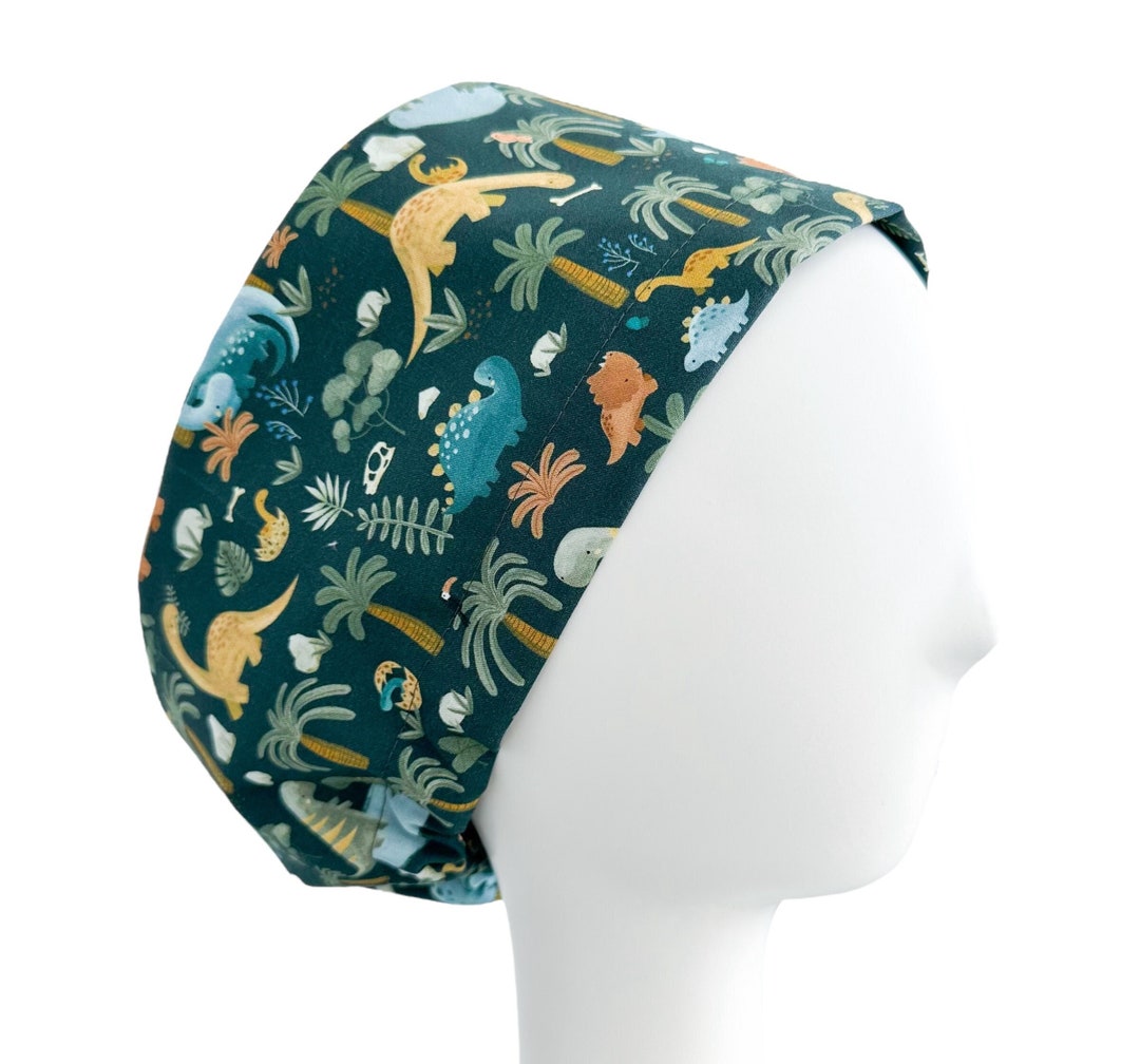 Euro Scrub Cap Dinosaur Forest | Animal Scrub Cap | Scrub Caps for ...