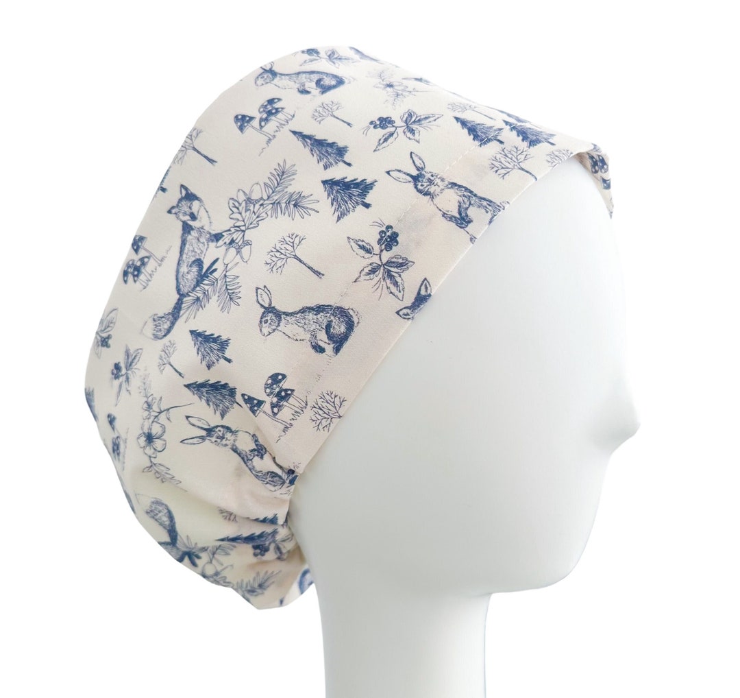 Euro Scrub Cap Foxes and Rabbits Animal Print Scrub Caps for Women ...