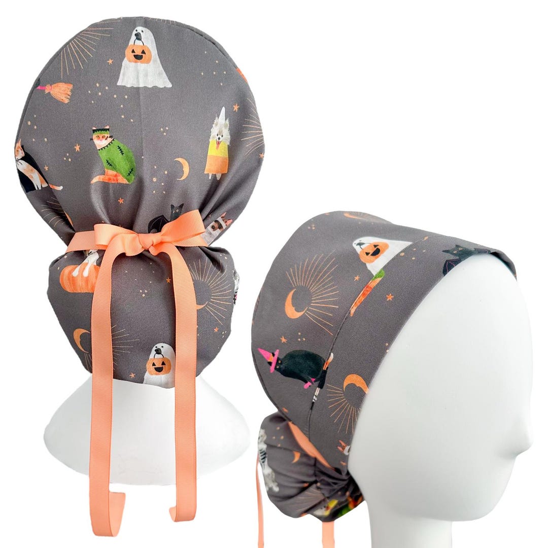 Ponytail Scrub Cap – Sweet Costumes Halloween Print – Nurse Surgical ...