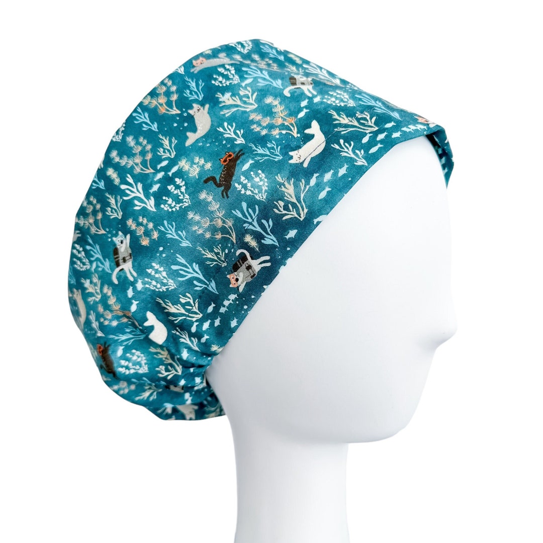 Euro Scrub Cap Snorkel Cats | Oceans Scrub Cap | Scrub Caps for Women ...