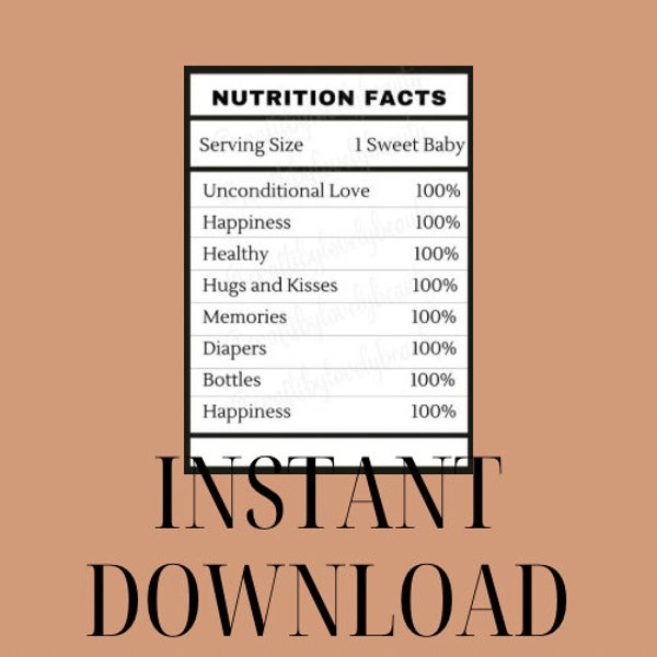 Baby Shower Nutrition Facts - Etsy
