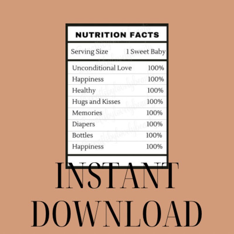 Baby Shower Nutrition Facts - Etsy
