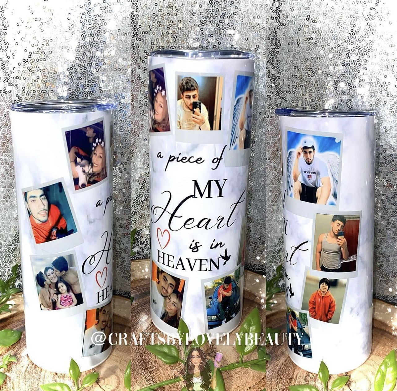 Memorial Tumbler With Photos A Piece of My Heart is in Heaven Memorial ...