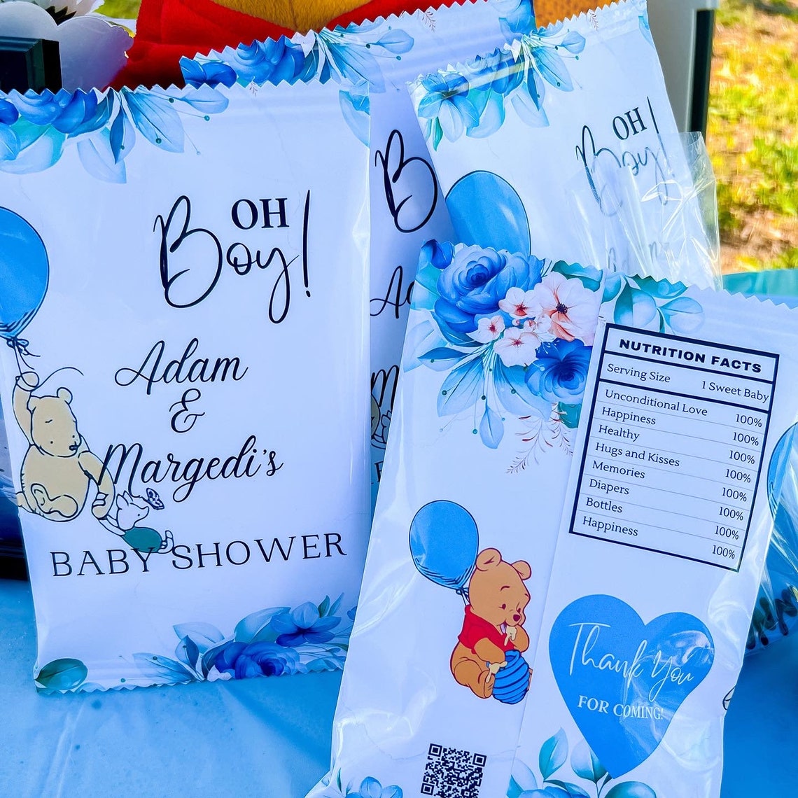 Winnie the Pooh Baby Shower Chip Bags / Blue / Personalized - Etsy