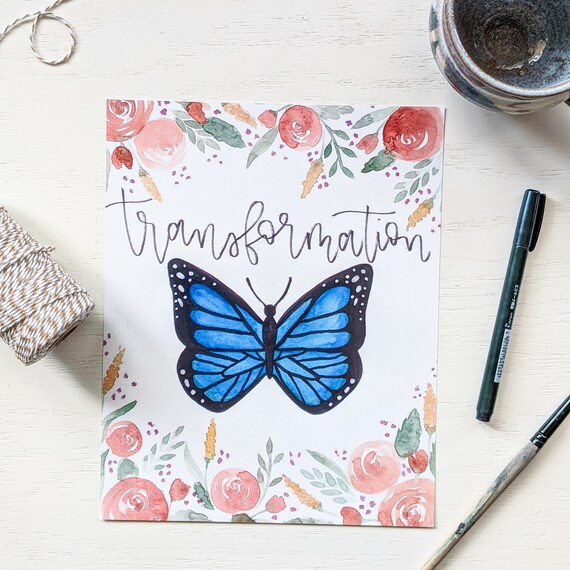 Transformation Handwritten Art Print Butterfly Watercolor - Etsy