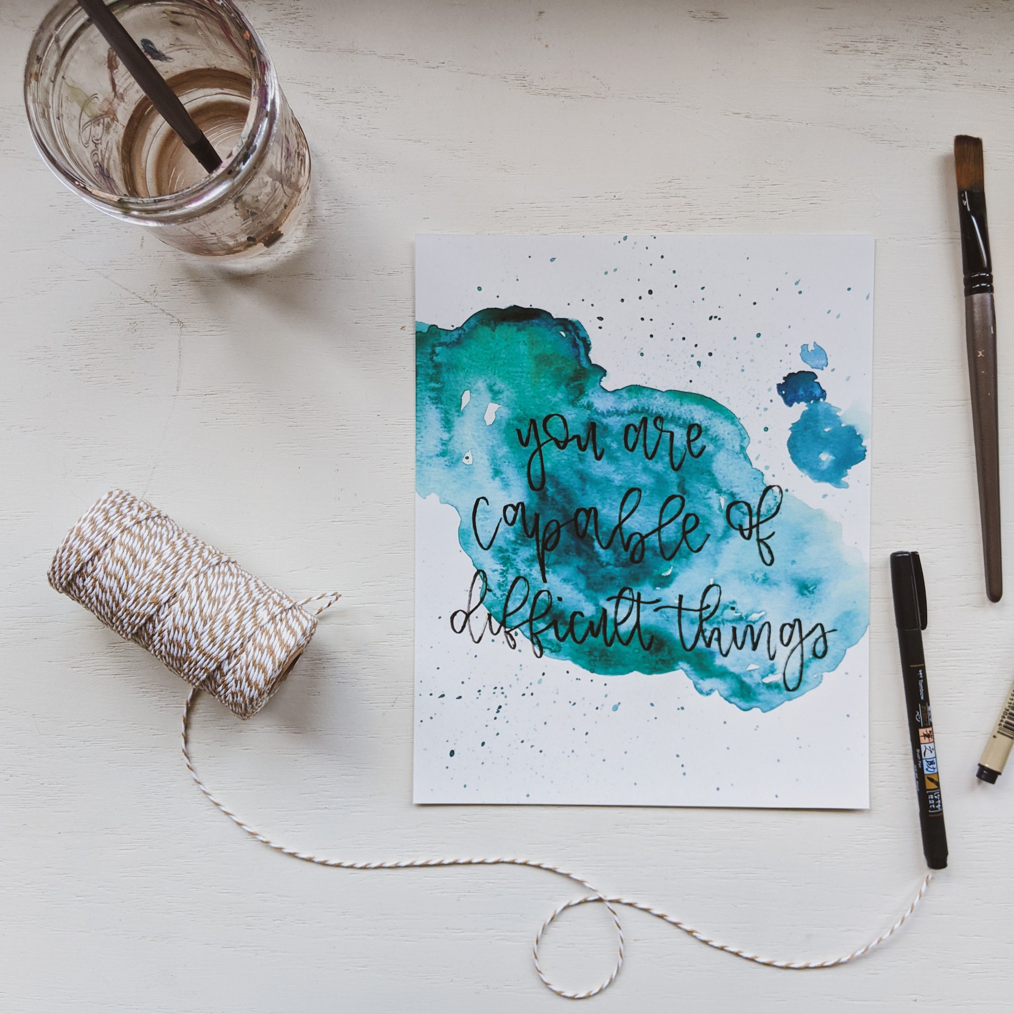 You Are Capable Encouraging Quote Handwritten Art Print Handpainted ...