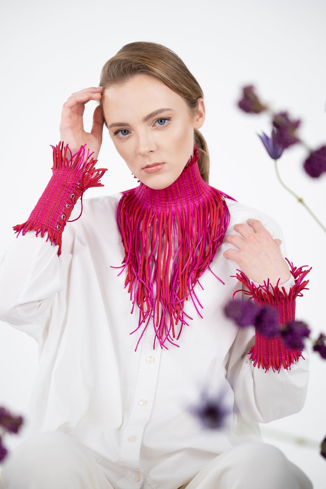 Custom Made Fringe Collar Choker, Fashionable Viva Magenta Necklaces ...