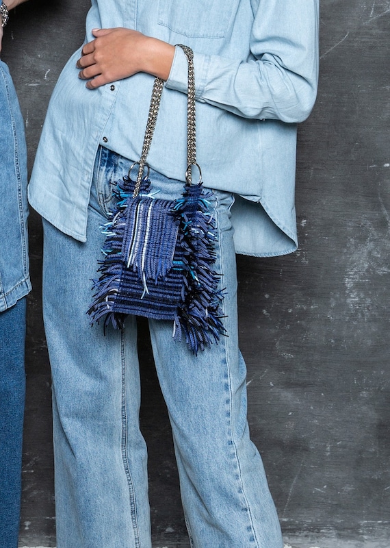 Personalized Luxury Blue Purse Made From Zero Waste Blue - Etsy