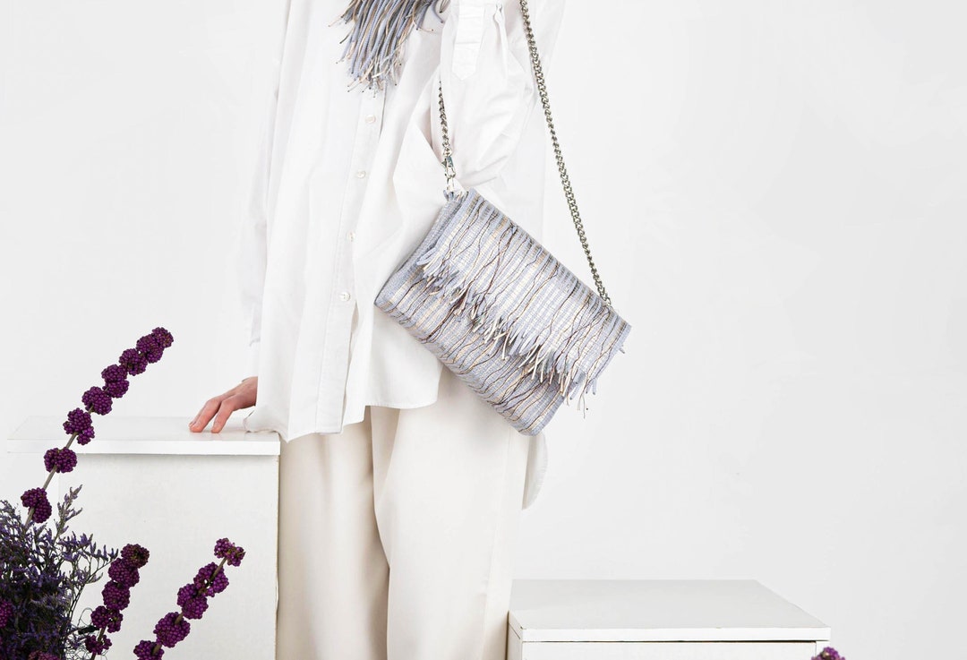 Clutch Bag in Custom Colors, Fringe Texture Pouch, Handmade Women's ...