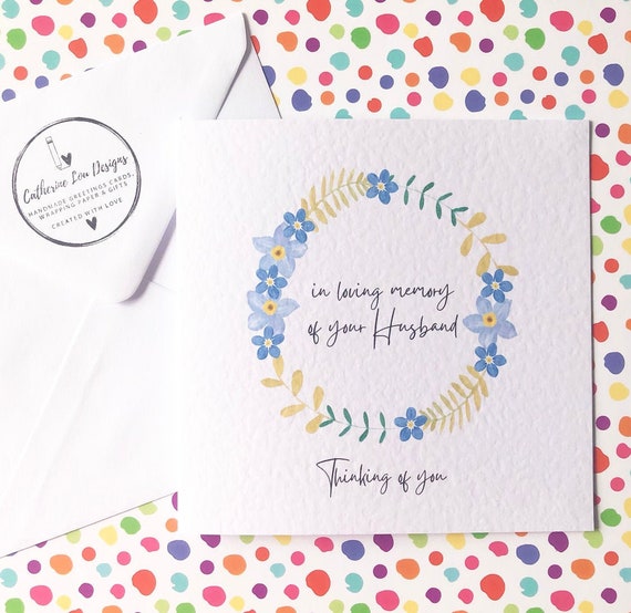 Sympathy card Husband Forget me nots condolence card | Etsy