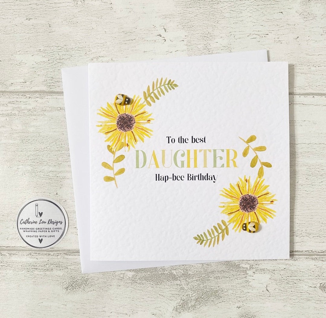 Daughter Happy Birthday Card, Hap-bee Birthday Best Daughter/step ...