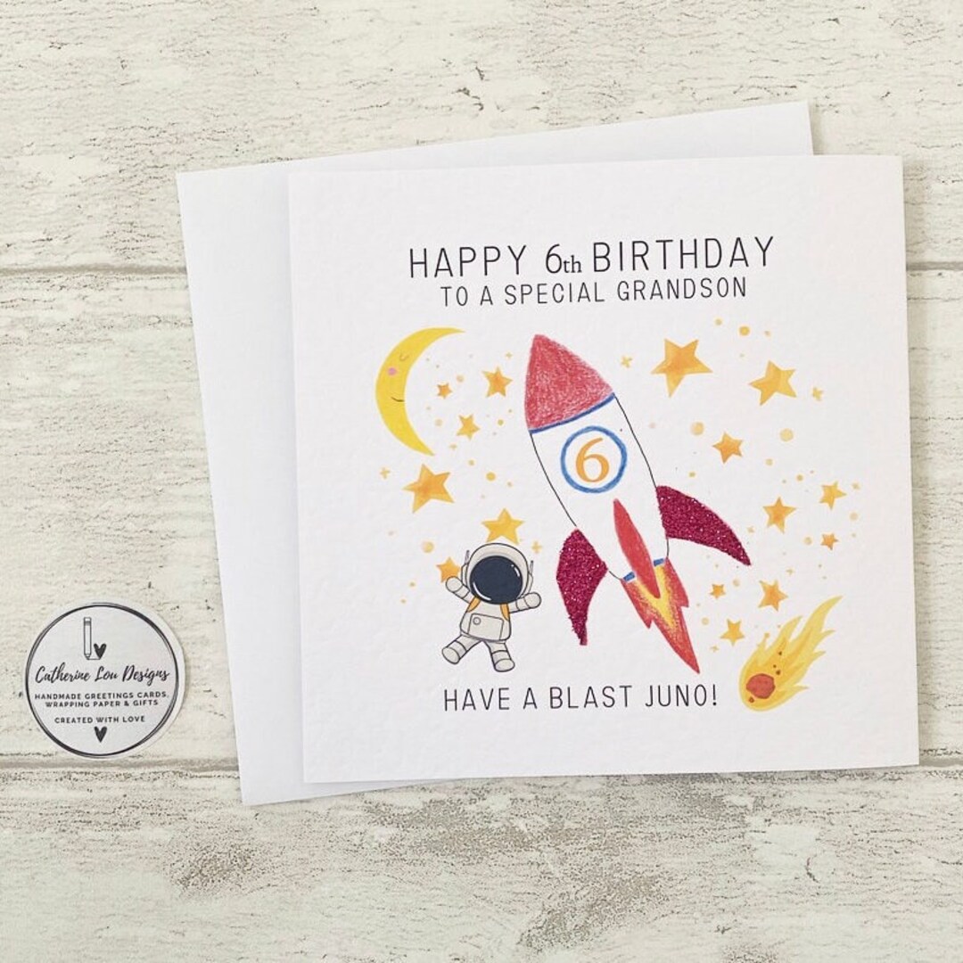 Space Birthday Card, 1st, 2nd, 3rd, 4th, 5th, 6th, 7th, 8th, any Age ...