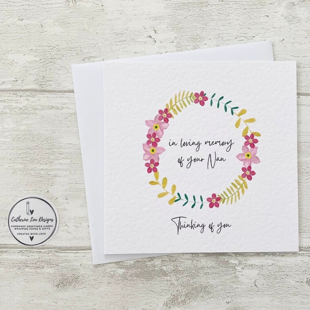 Sympathy Card Nan, Pink Forget-me-nots Condolence Bereavement of Nan ...