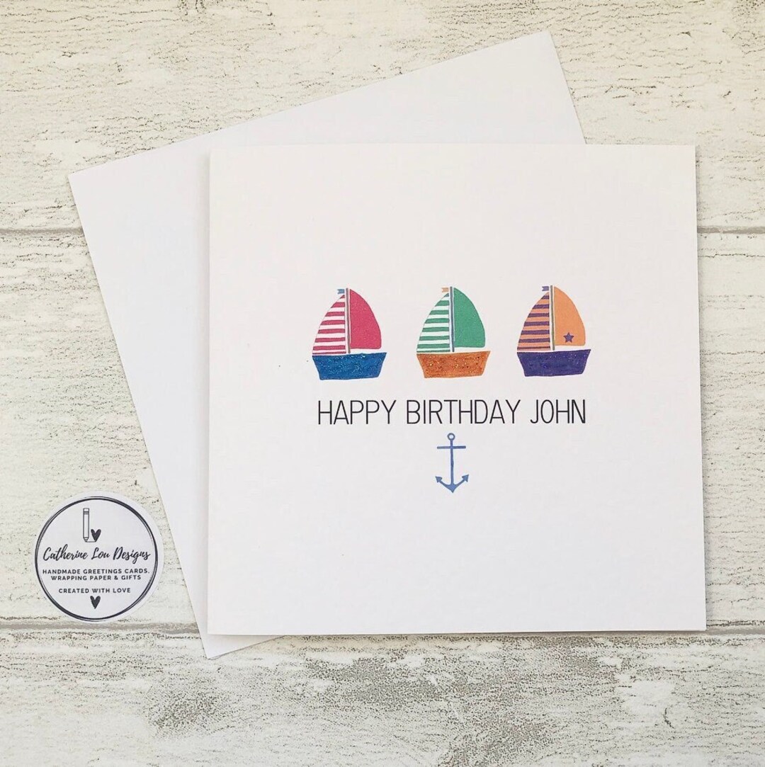 Boats Birthday Card Happy Birthday Personalised Cornwall - Etsy
