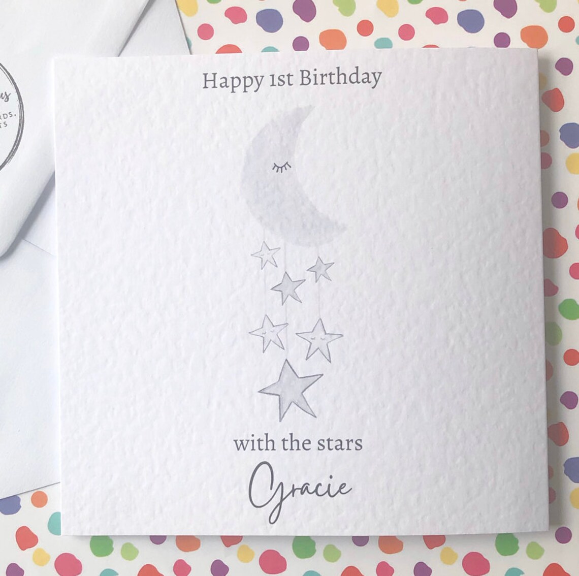 Heavenly Birthday Card Moon and Stars Angel Baby Card | Etsy