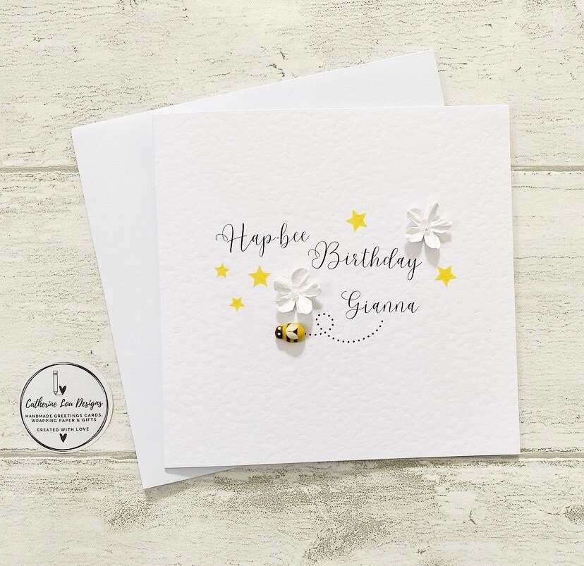 Personalised Happy Birthday Card Hap-bee Birthday Bee Card - Etsy UK