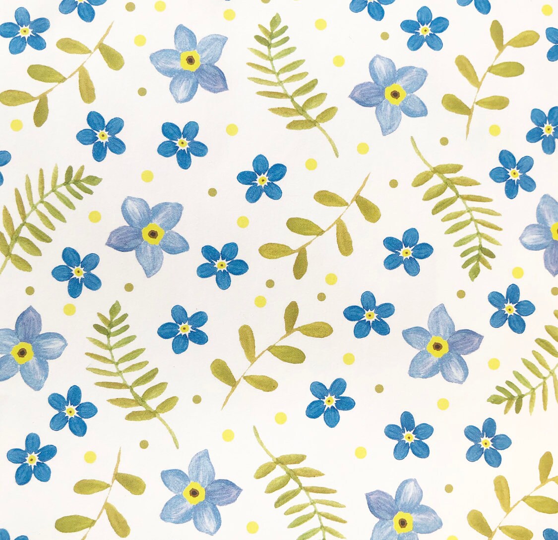 Forget-me-nots Wrapping Paper, Flower Botanical Gift Wrap, Forget-me ...