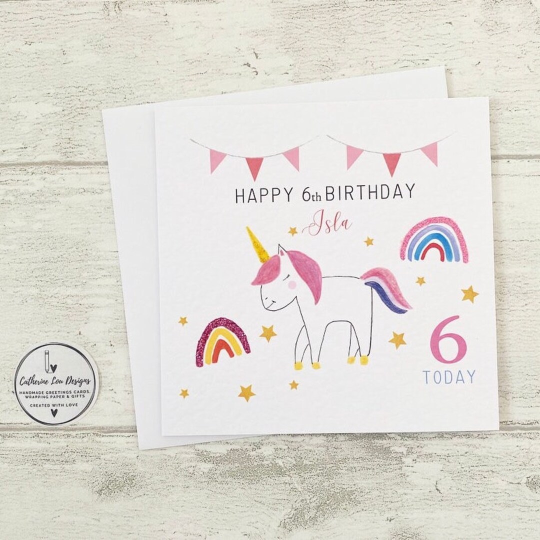 Unicorn Birthday Card, 1st, 2nd, 3rd, 4th, 5th, 6th, 7th any Age ...