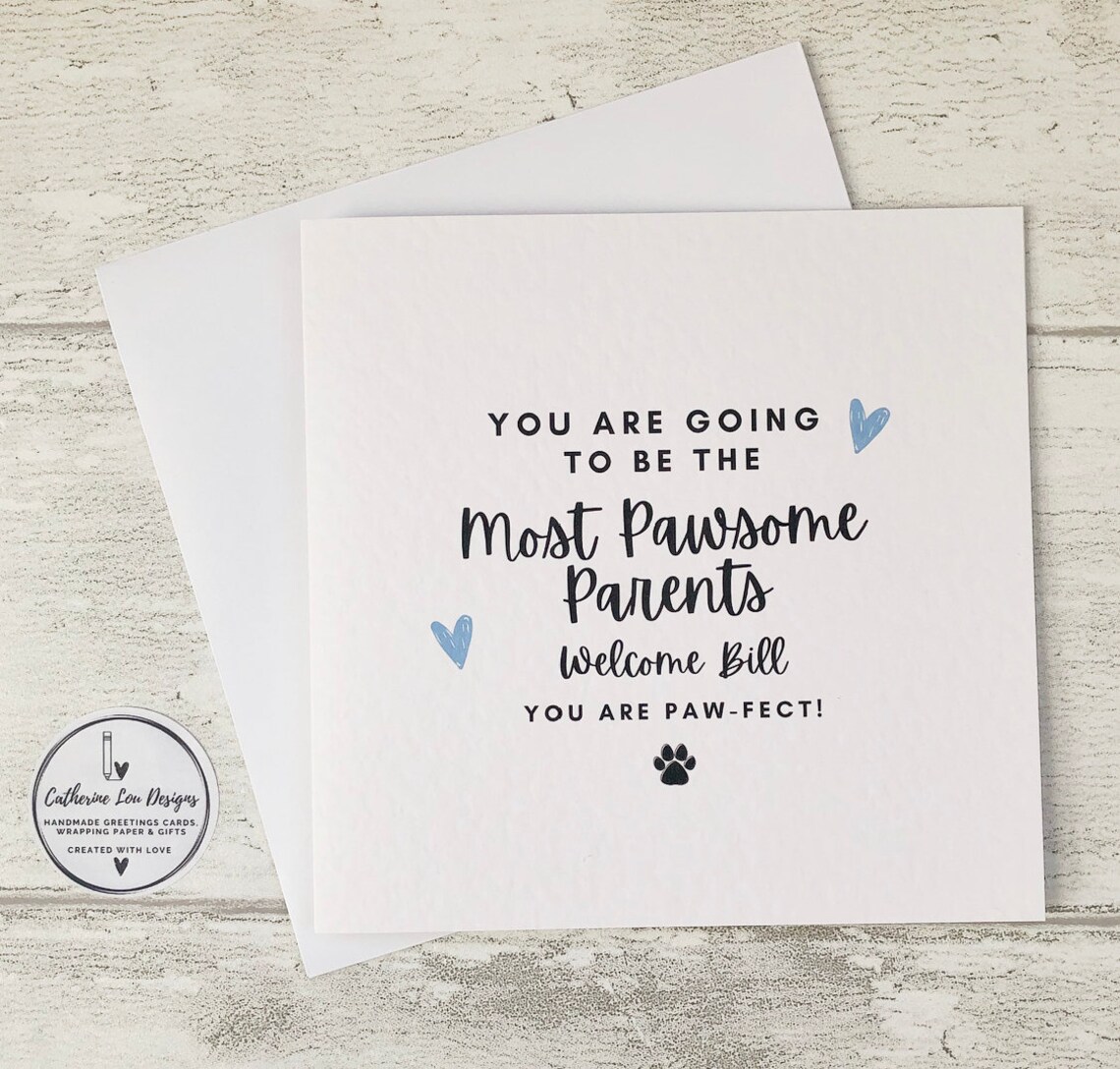 New Puppy Card Welcome New Dog in Pink or Blue. Pawsome | Etsy UK