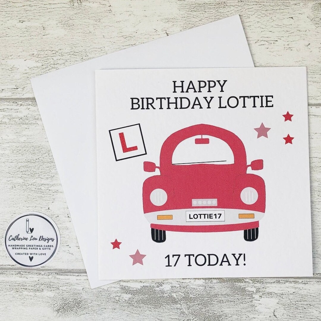 17th Birthday Driving Card, L Plate Personalised Card, Personalised ...