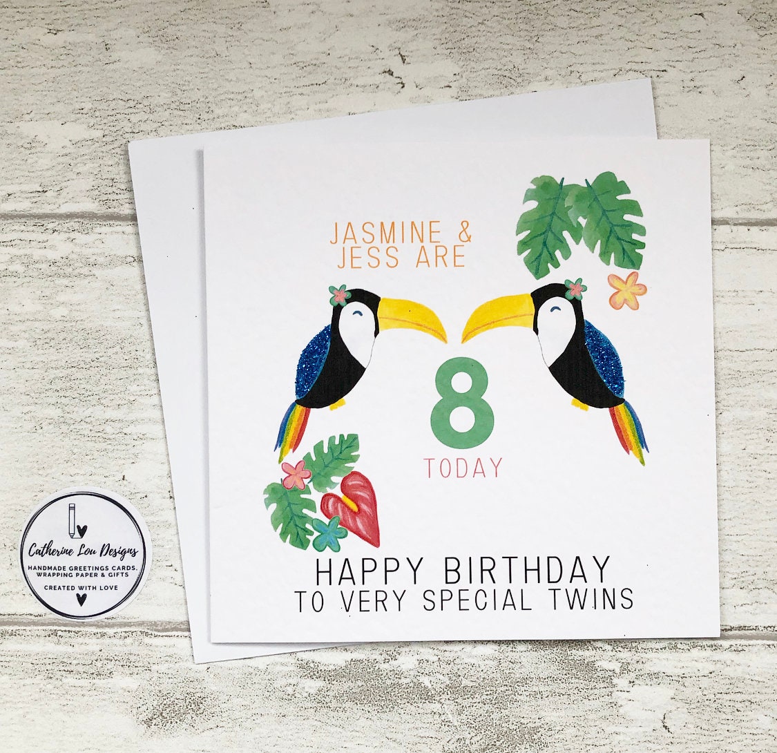 Triplets Birthday Card, Personalised Names and Any Age Happy Birthday ...