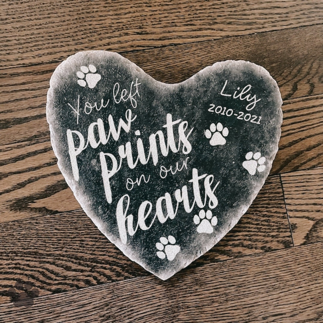 Paw Prints on My Heart Personalized Heart Garden Stone - Etsy