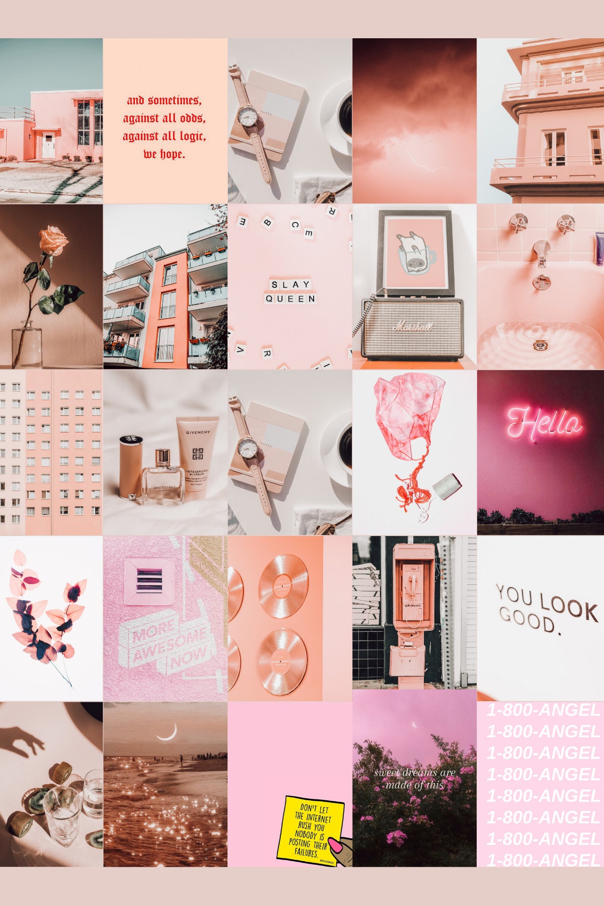 50/75 Prints Just Peachy Pink Collage Kit - Etsy