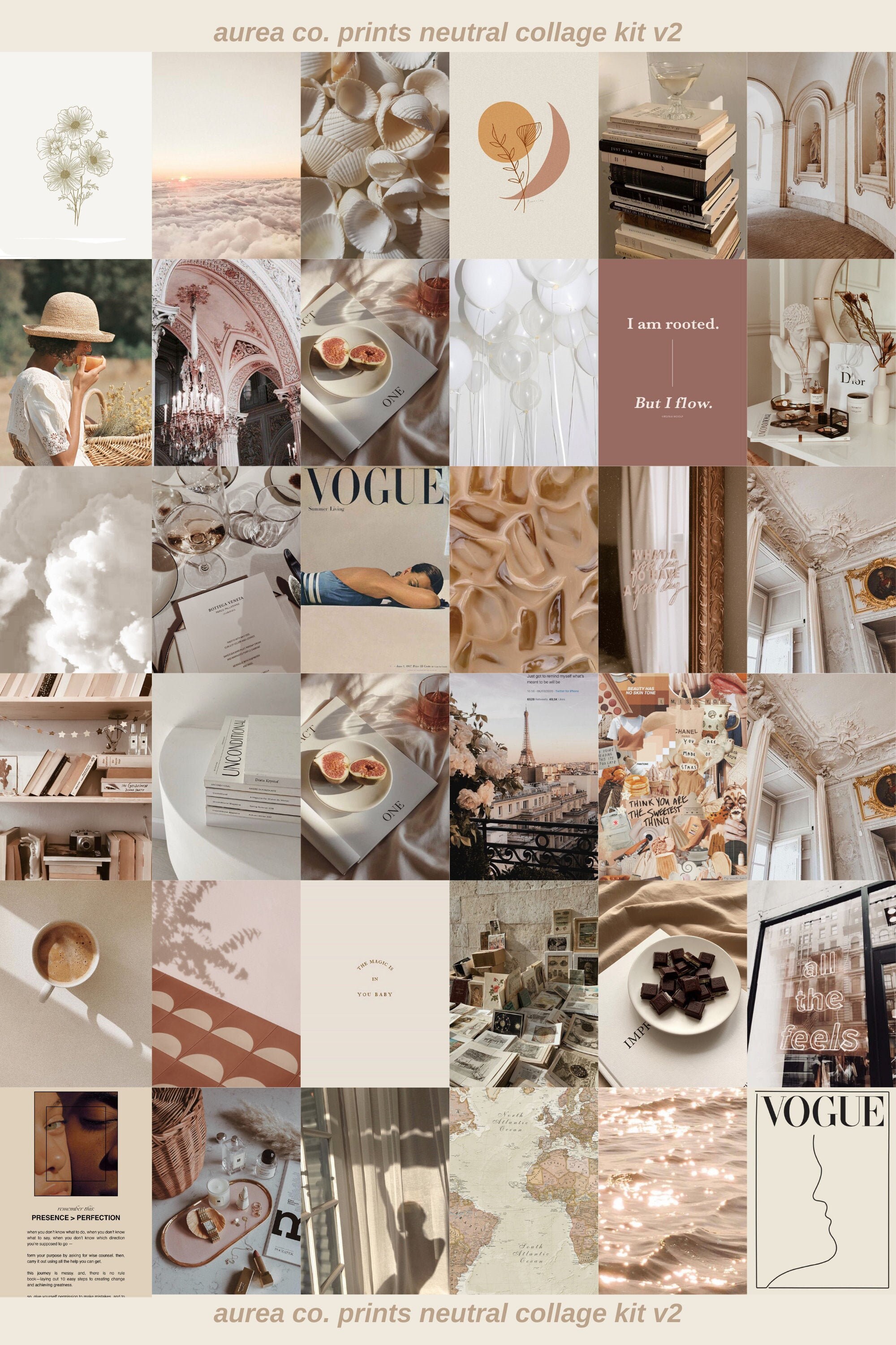 75 Prints Minimalist Neutral Collage Kit V2 Beige Boho - Etsy