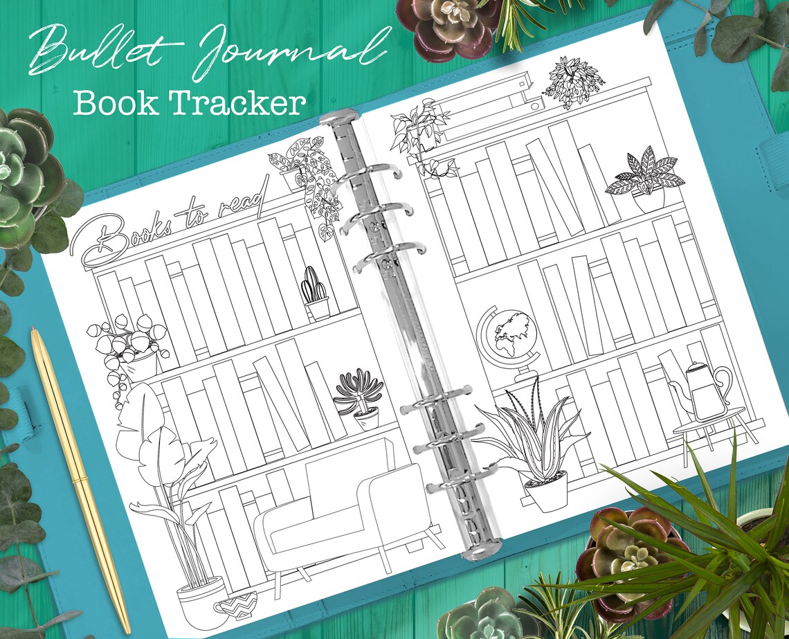 Printable Plants and Bookshelves Book Tracker Pages for Planners and ...