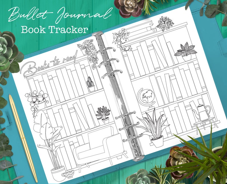 Printable Plants and Bookshelves Book Tracker Pages for Planners and ...