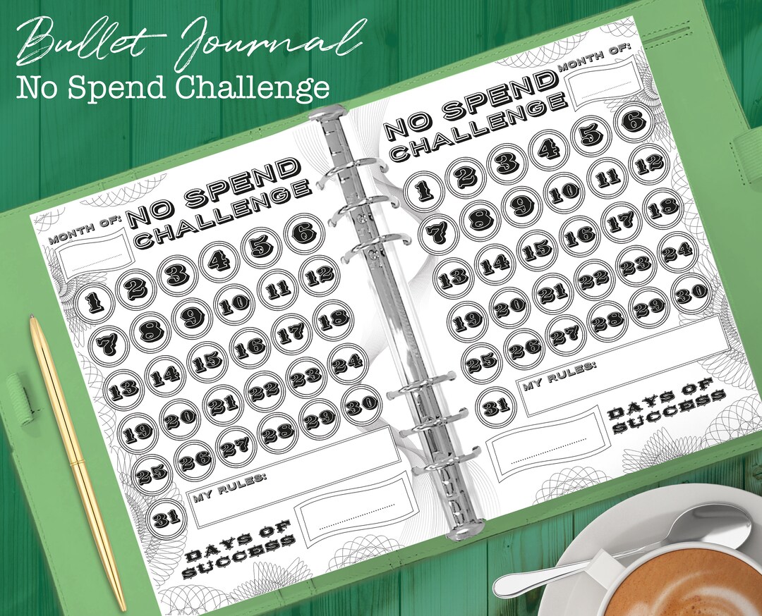 Printable No Spend Challenges for Planners and Journals – Fits A5 and ...