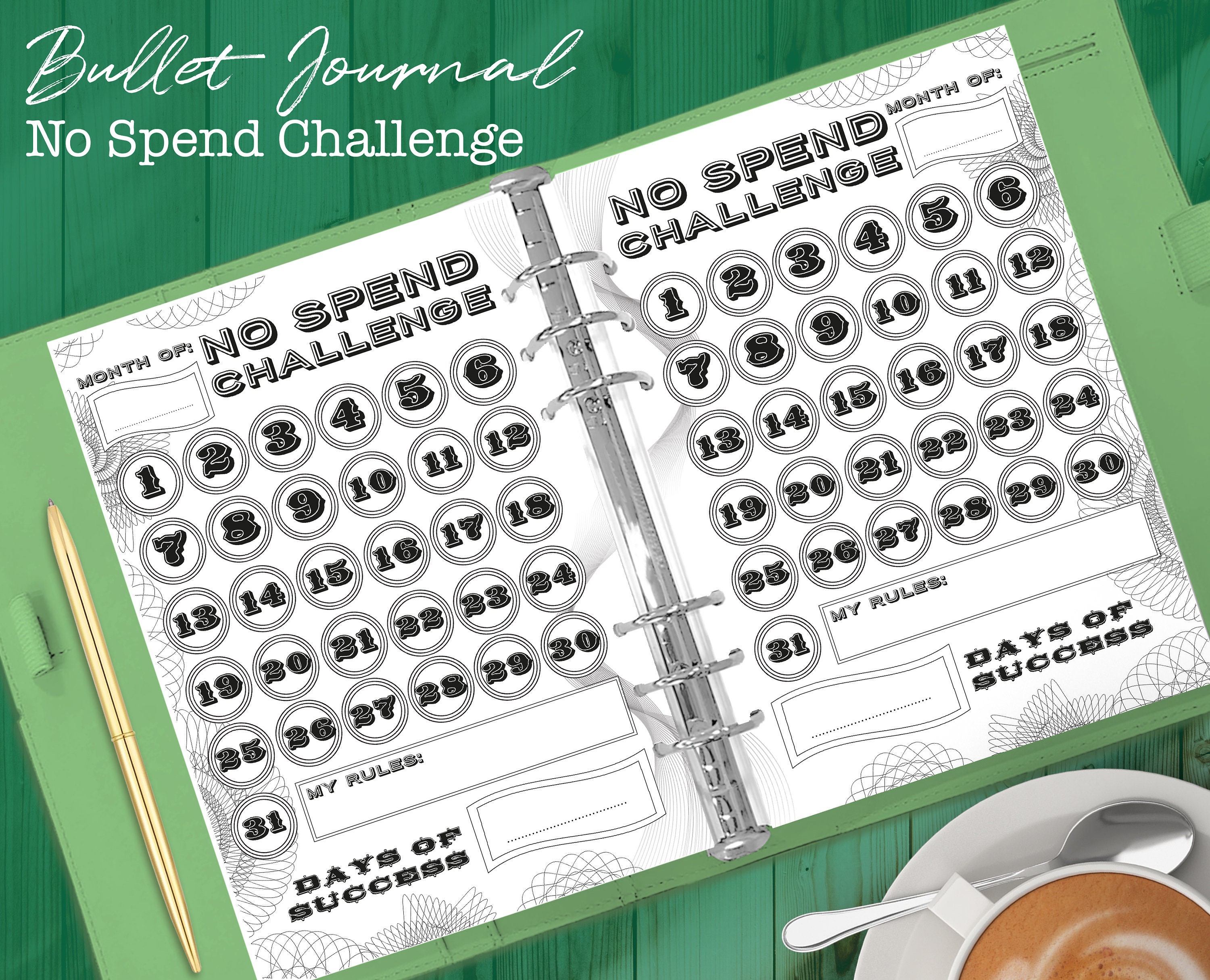 Printable No Spend Challenges for Planners and Journals – Fits A5 and ...