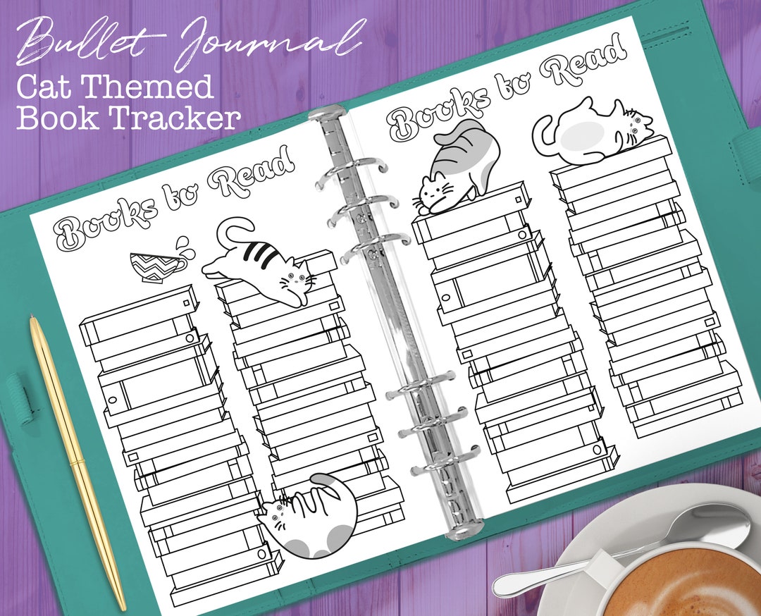 Printable Cat Themed Book Tracker Pages for Planners and Journals ...