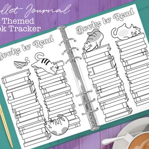 Printable Cat Themed Book Tracker Pages for Planners and Journals ...