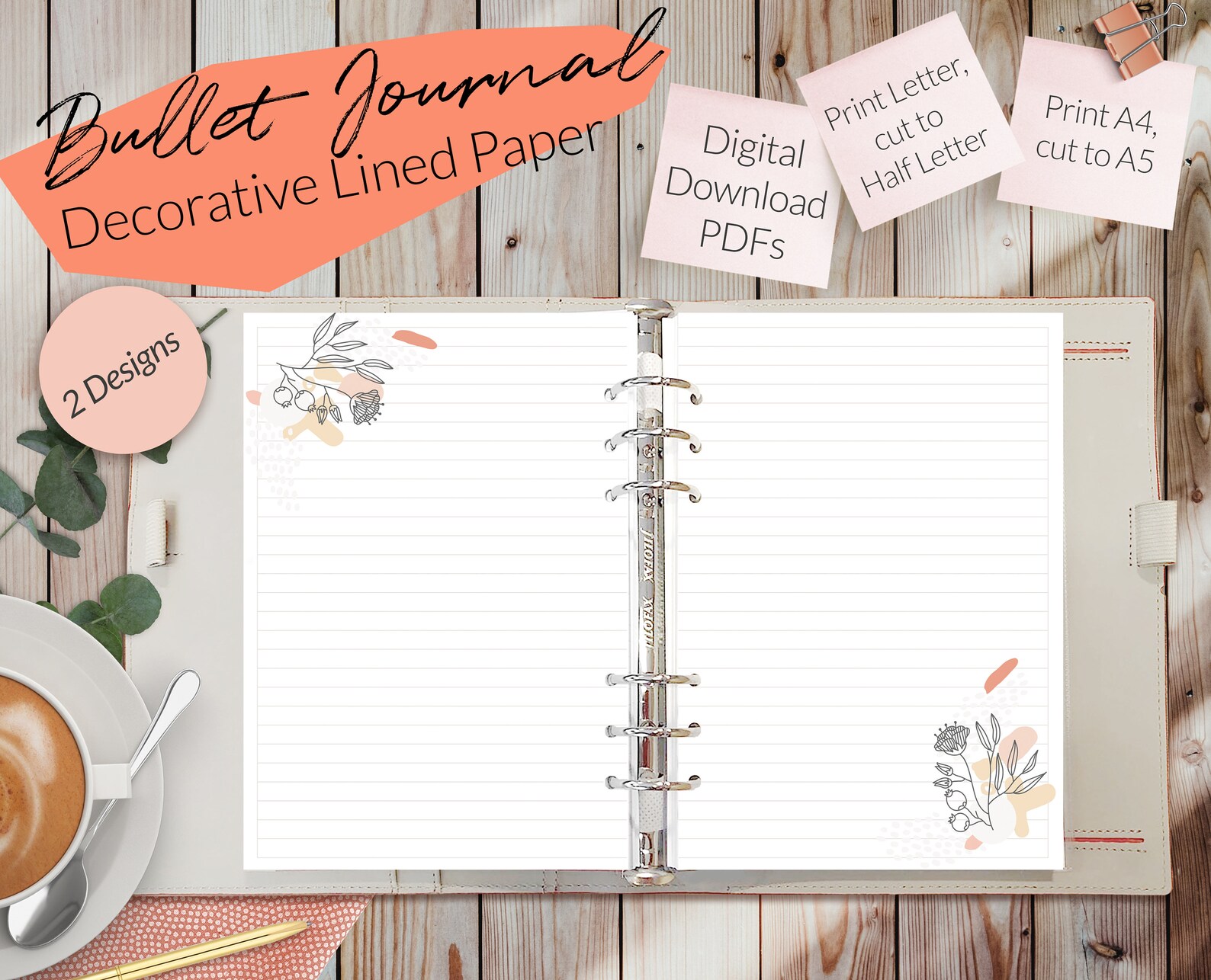 Printable Boho Note Paper for Planners and Journals – Fits A5 and Half ...