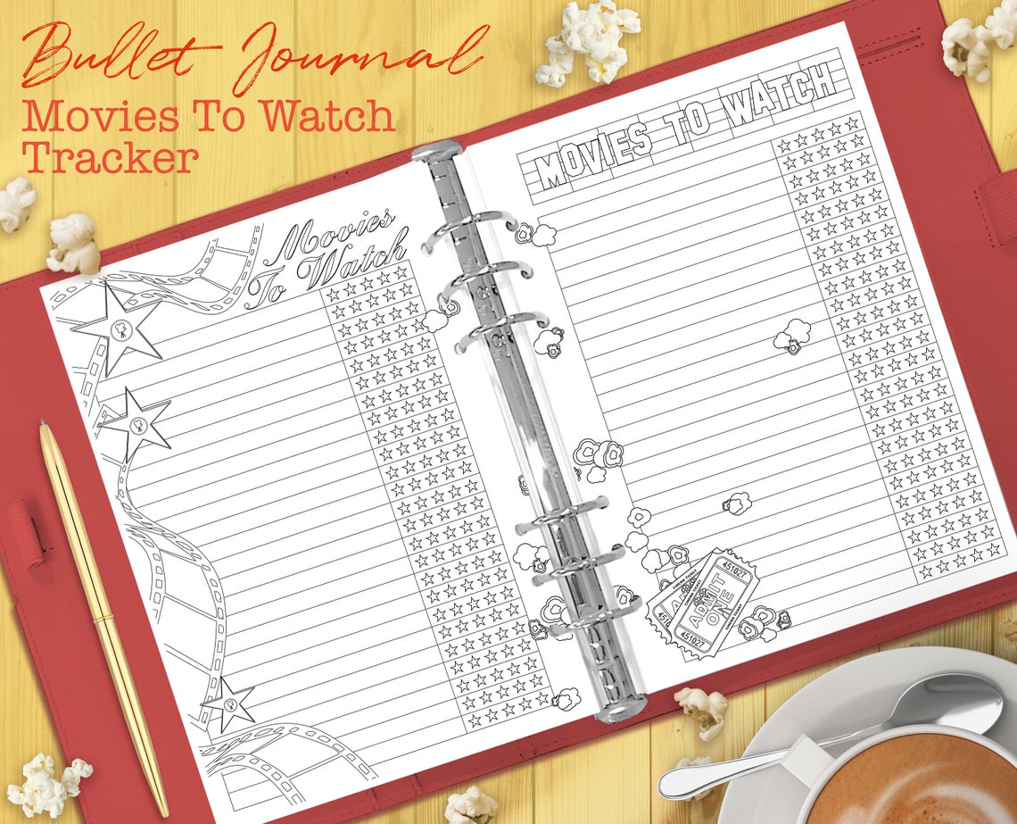 Printable Movies to Watch Tracker Pages for Bullet Journals - Etsy