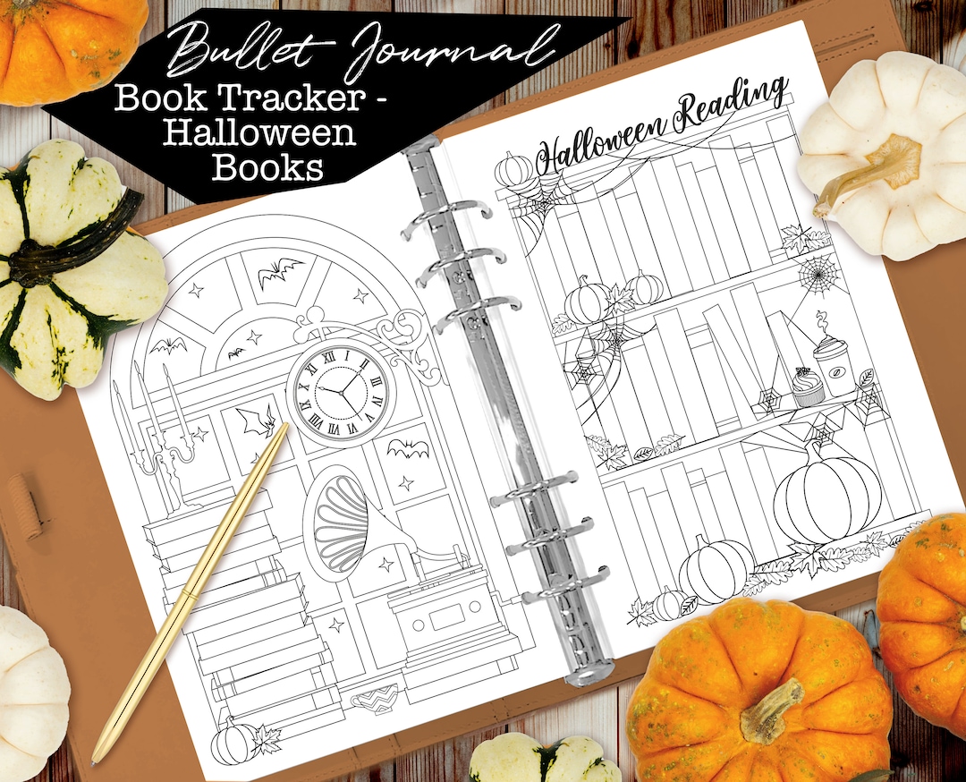 Printable Halloween Bookshelves Book Tracker Pages for Planners and ...