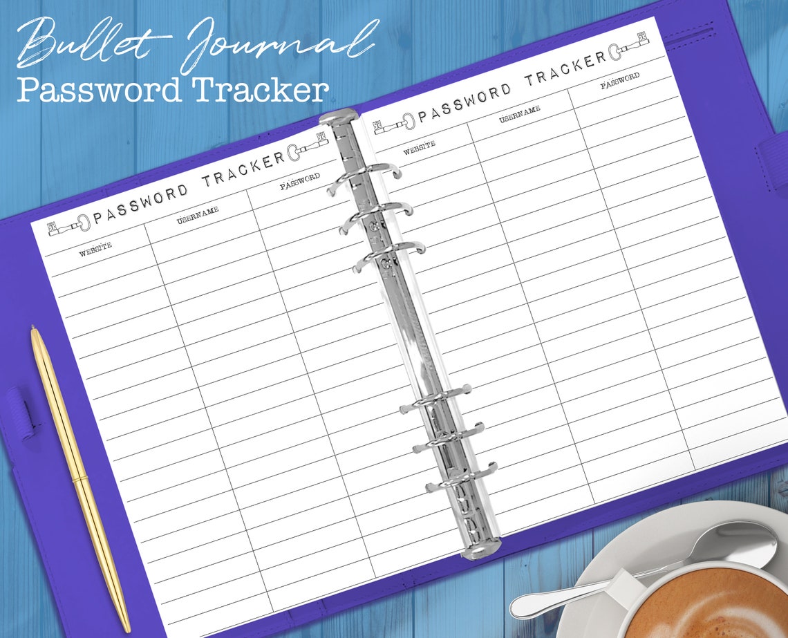 Printable Password Tracker Pages for Planners and Journals – Fits A5 ...