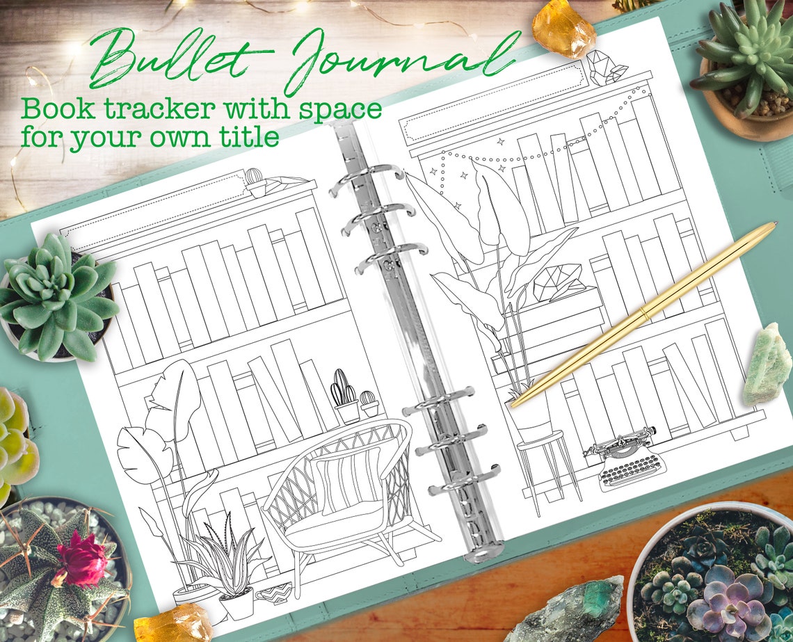 Printable Blank Title Bookshelves Book Tracker Pages for Planners and ...