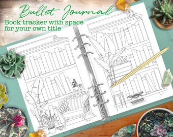 Printable Plants and Bookshelves Book Tracker Pages for Planners and ...
