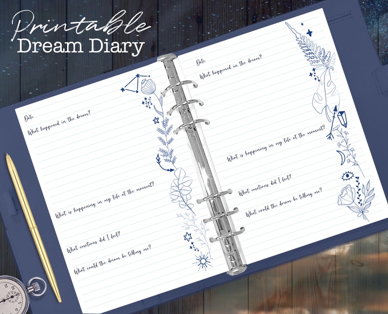 Printable Dream Diary Tracker Pages for Journals and Planners – Fits A5 ...