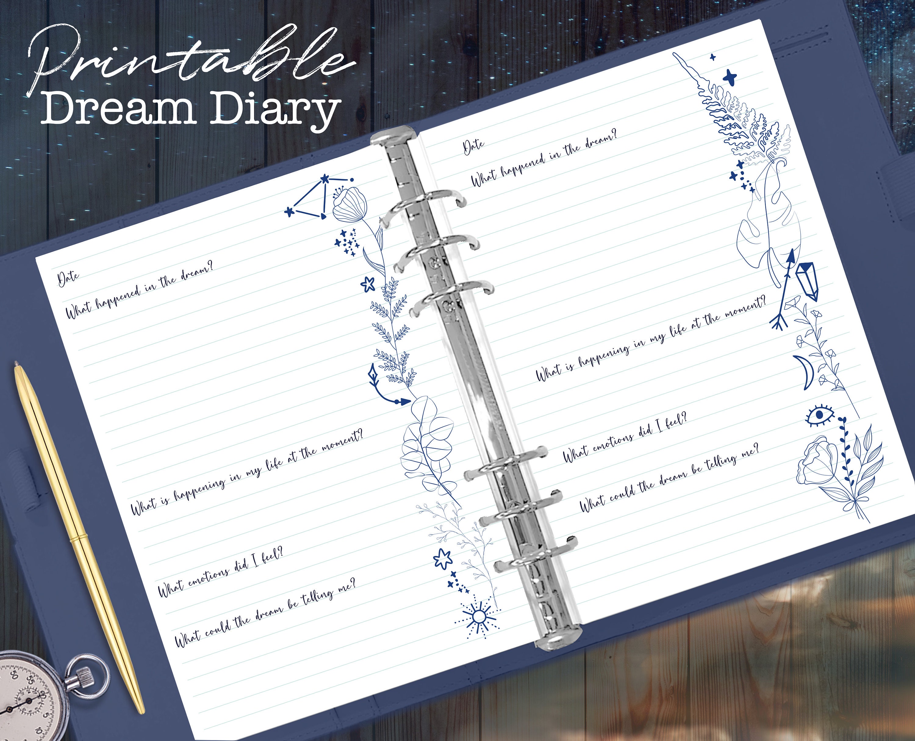 Printable Dream Diary Tracker Pages for Bullet Journals and - Etsy France