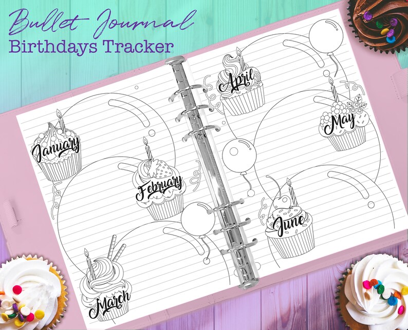Printable Birthdays Tracker Pages for Bullet Journals Fits - Etsy
